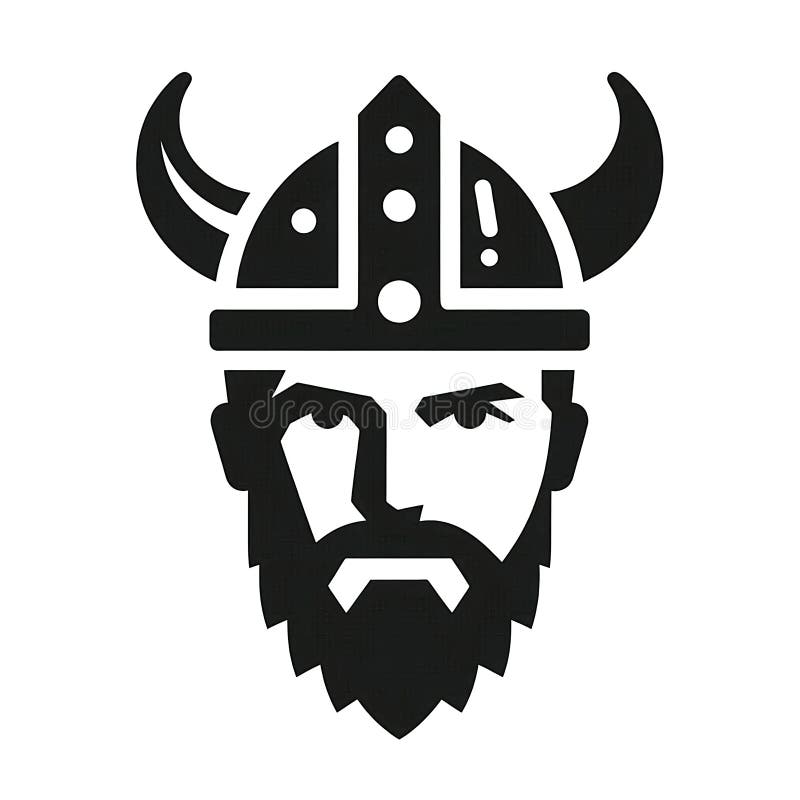 Viking Head Icon with Horned Helmet - Minimalist Design Stock ...