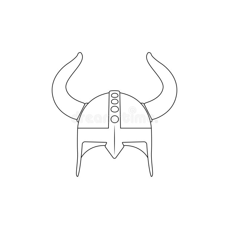 Viking Helmet Outline Icon Illustration on Isolated White Background ...