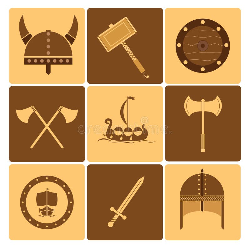 Viking icons stock vector. Illustration of scandinavian - 38145375