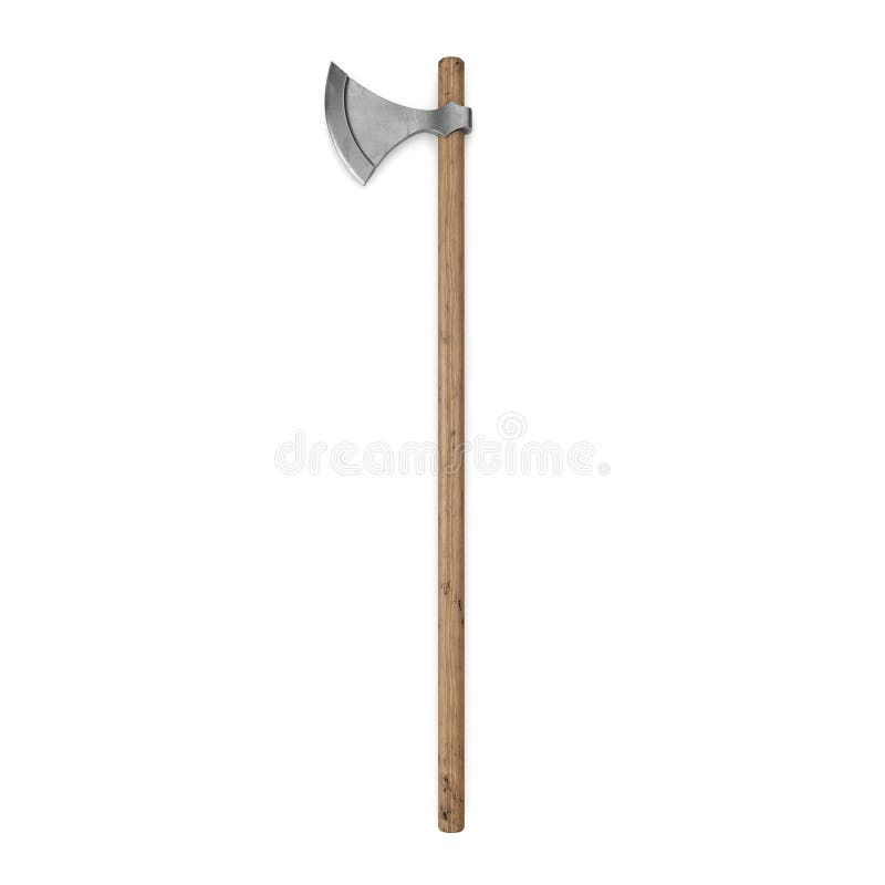 Viking Long Axe on White. 3D Illustration Stock Illustration ...