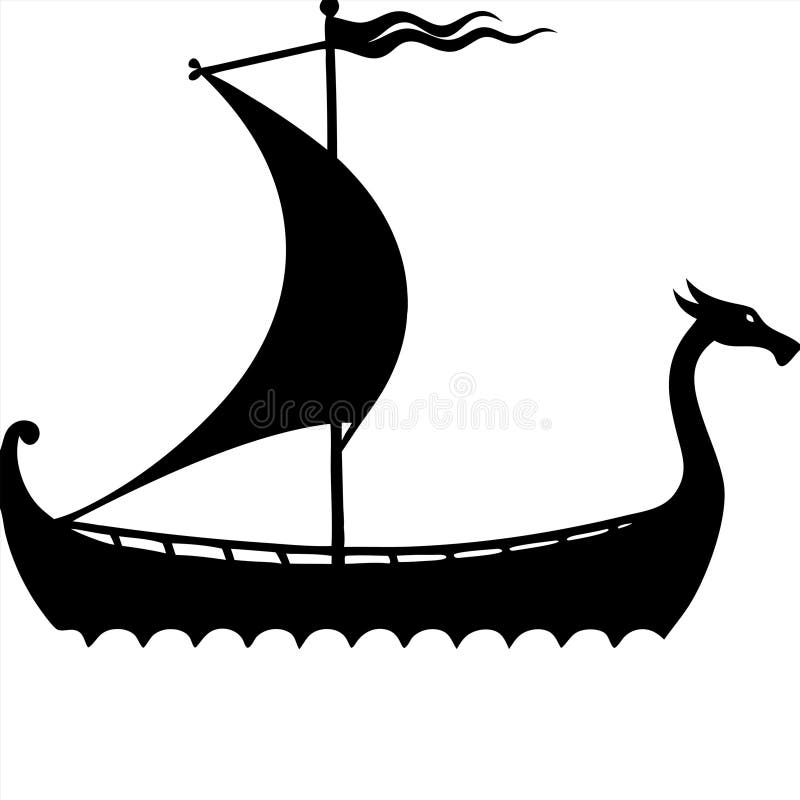 Viking Longship Silhouette Vector Illustration for Design and Decor ...