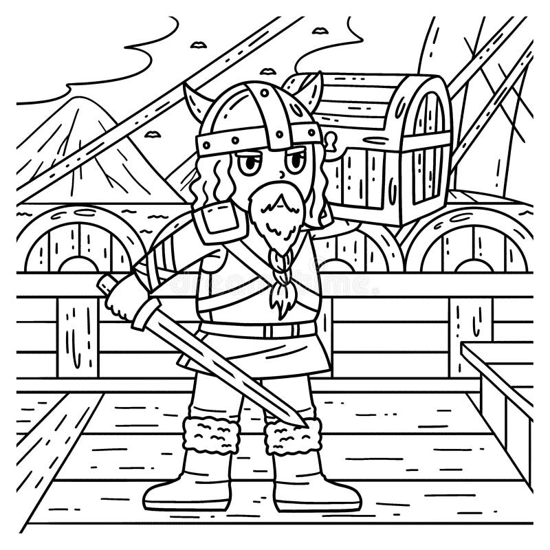 Viking with Loot Coloring Page for Kids Stock Illustration ... Viking with Loot Coloring Page for Kids Stock Illustration ...