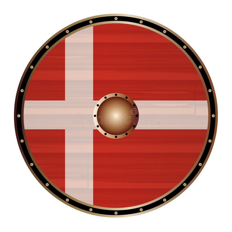 Round Viking Shield with Dane Flag Stock Vector - Illustration of ...