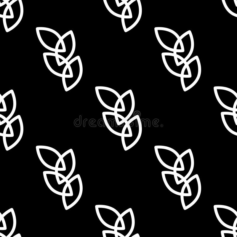 Viking Rune Seamless Pattern. White Line Illustration Isolated on Black ...