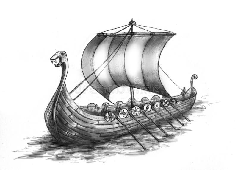 Viking ship 2 stock illustration. Illustration of drawing - 8121084