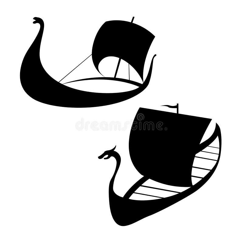 Viking Ship Icon. Longship. on White Stock Vector - Illustration of ...