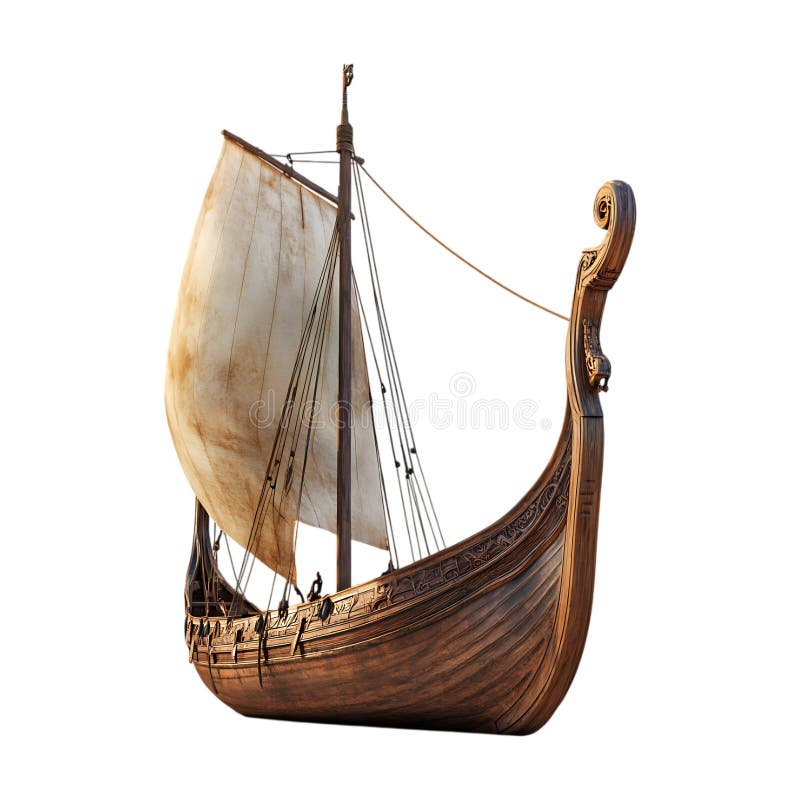 Viking Ship Model Wooden Longship Replica on Transparent Background ...