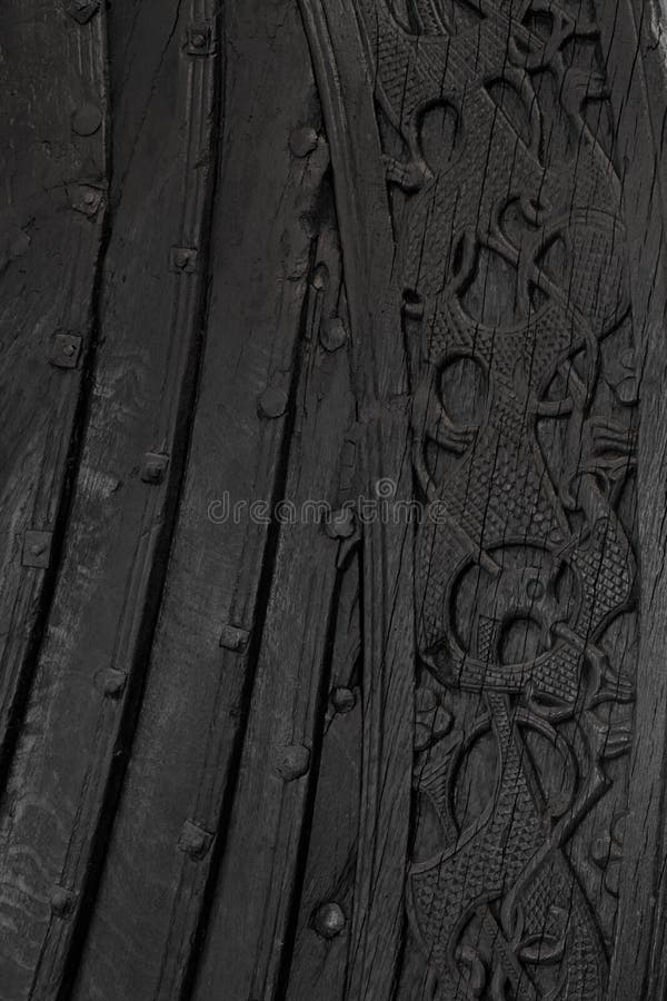 Viking Ship with Scandinavian Patterns, Close Up Stock Photo - Image of ...