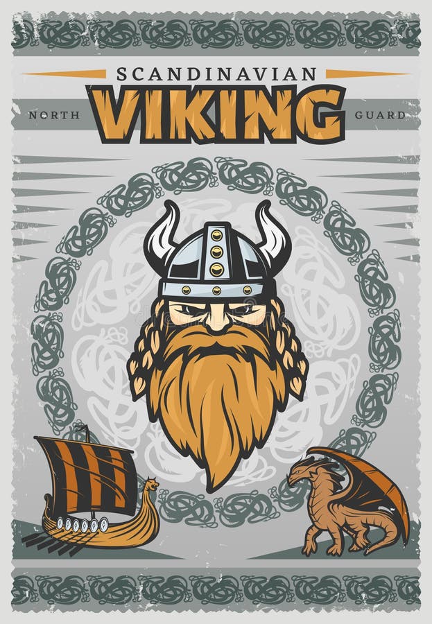 Viking Vintage Poster stock vector. Illustration of retro - 80683060