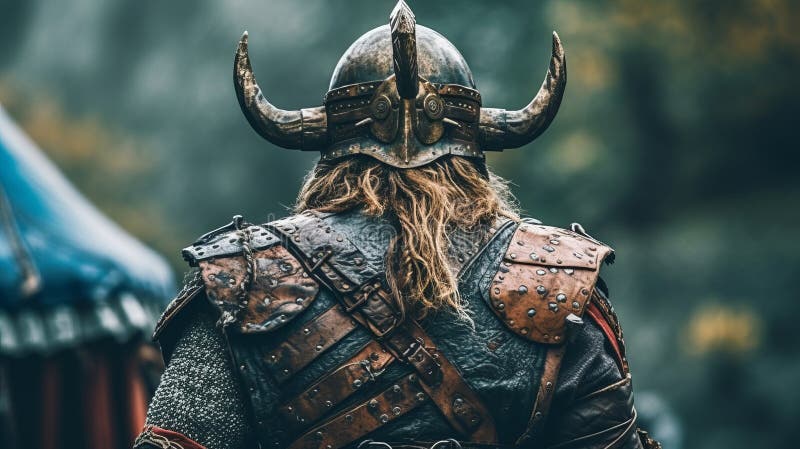 Viking Warrior from the Back with Helmet. Generative AI Stock ...