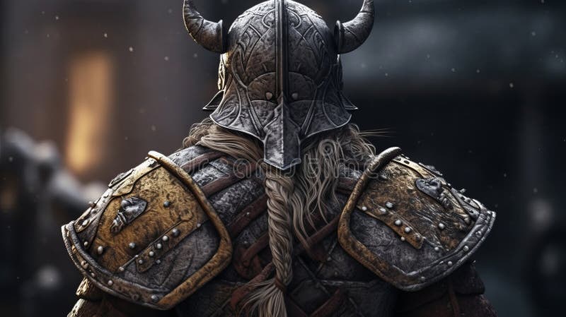 Viking Warrior from the Back with Helmet. Generative AI Stock ...