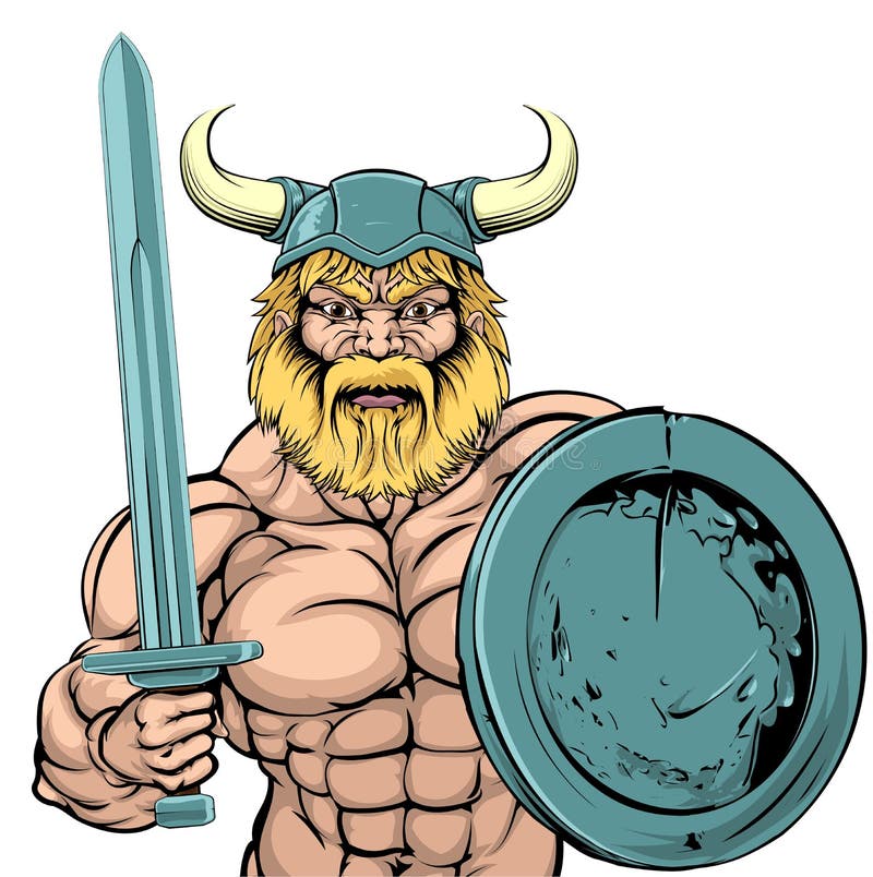 Viking Warrior Mascot Cartoon Stock Vector - Illustration of scary ...