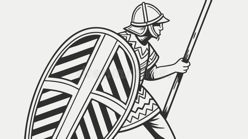 Viking Warrior with Shield and Spear, Historical Power, Vector Design ...