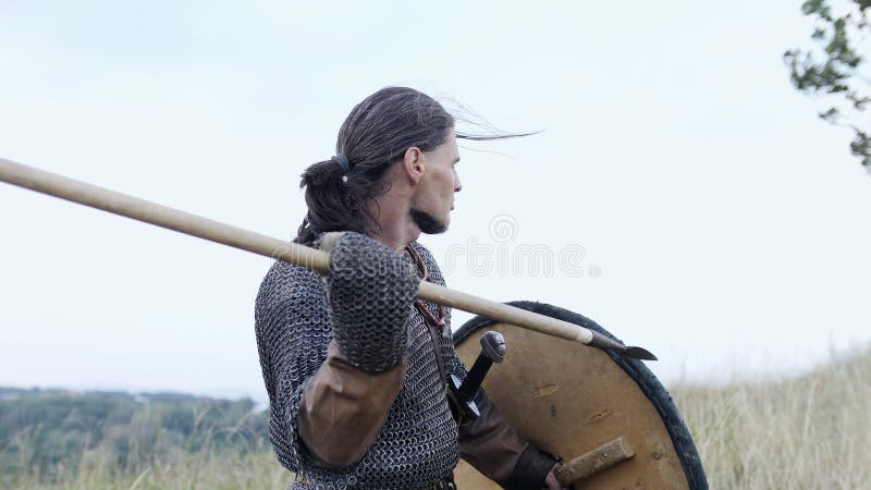 A Viking Warrior Throws a Spear during an Attack. Stock Image - Image of fight, raises: 110952367