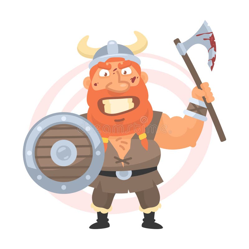 Vikingo Enojado Sostiene Un Hacha Ilustración del Vector - Ilustración ...