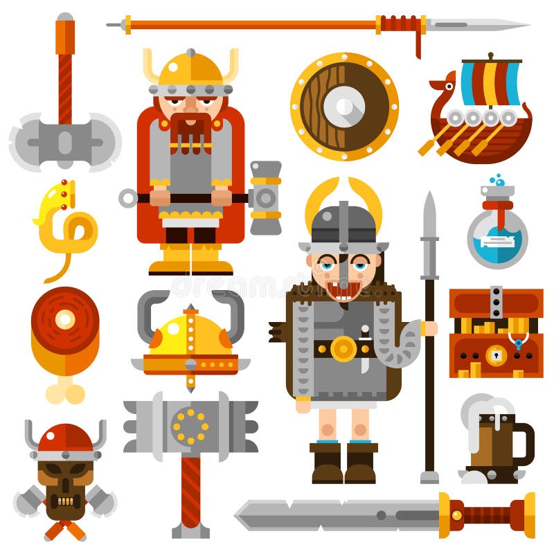 Vikings Set Icons in Black Style. Big Collection of Vikings Vector ...