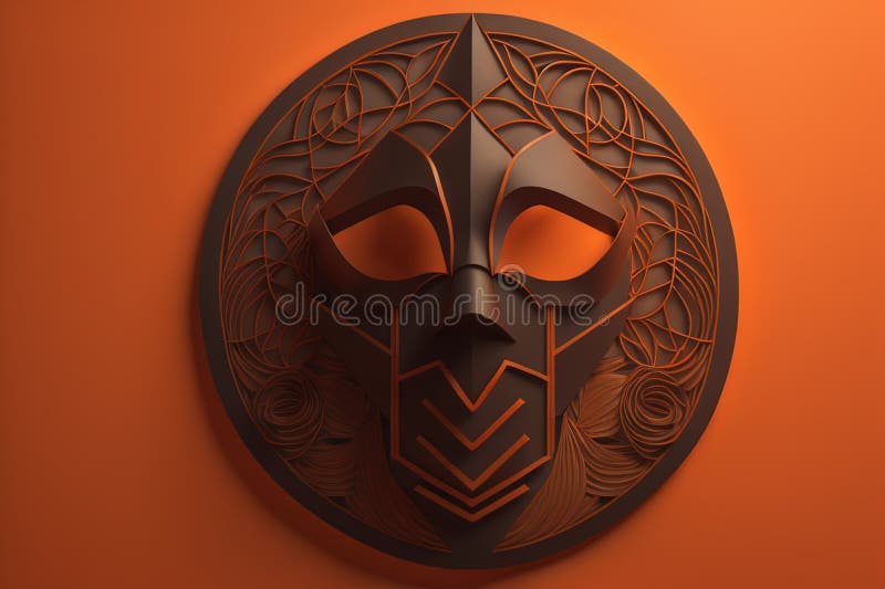 Vikings Mask with Ornament on Orange Background. Generative Ai Stock ...