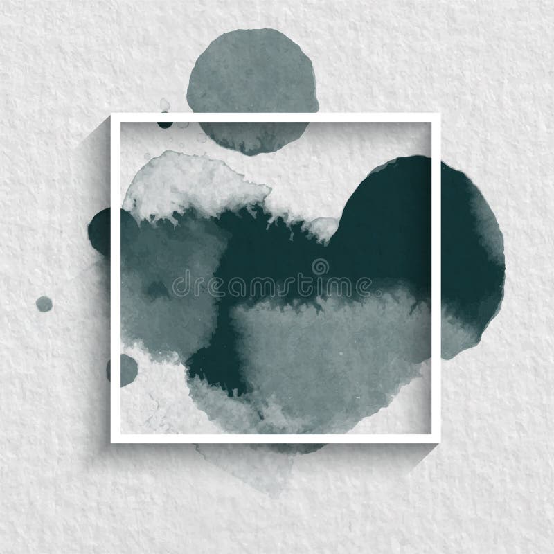 Watercolor Stylized Frame in Blue Colors on a White Textured Paper ...