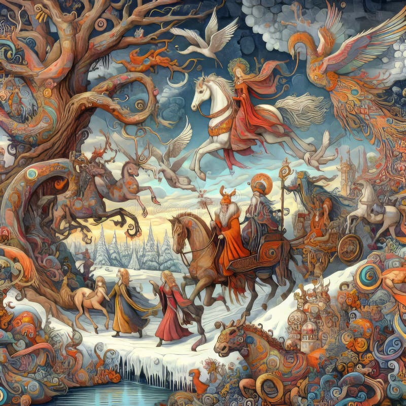 109 28. Viktor Vasnetsov Inspired Russian Folklore Dra Stock Image ...