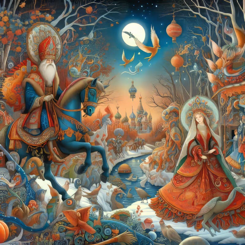 104 28. Viktor Vasnetsov Inspired Russian Folklore Dra Stock Image ...