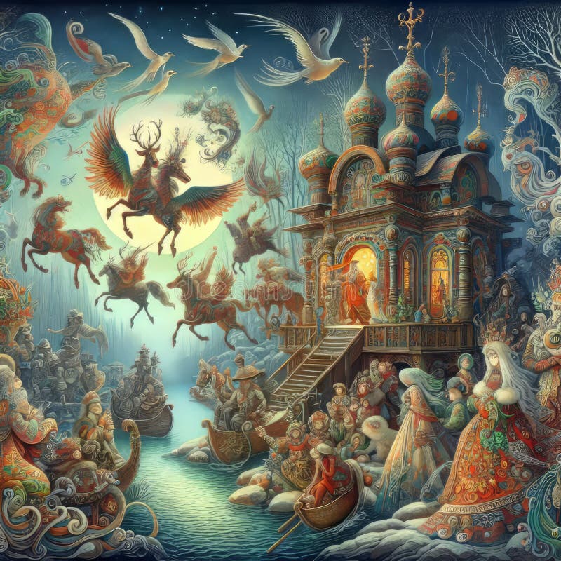 103 28. Viktor Vasnetsov Inspired Russian Folklore Dra Stock Image ...