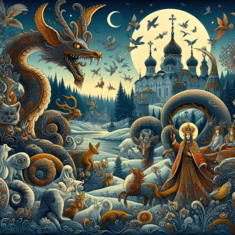 102 28. Viktor Vasnetsov Inspired Russian Folklore Dra Stock Image ...