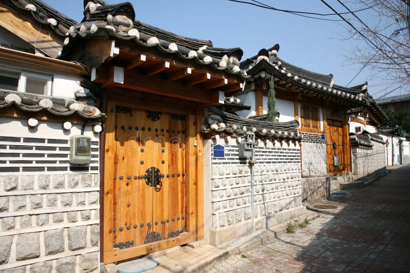 Casas Originais Na área Resedential Da Vila De Seochon Hanok - Seoul ...