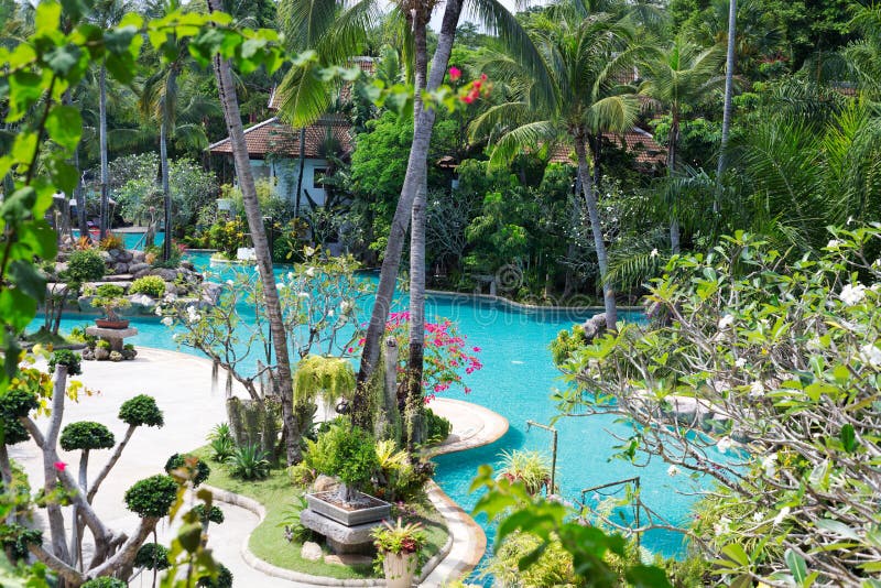 Villas by the Pool with a View of the Sky Stock Image - Image of flower ...