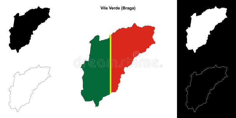 Vila Verde outline map stock vector. Illustration of boundary - 334999060