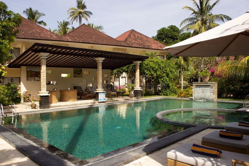 Bali. Swimming Pool with Clear Water in the Villa. Stock Image - Image ...