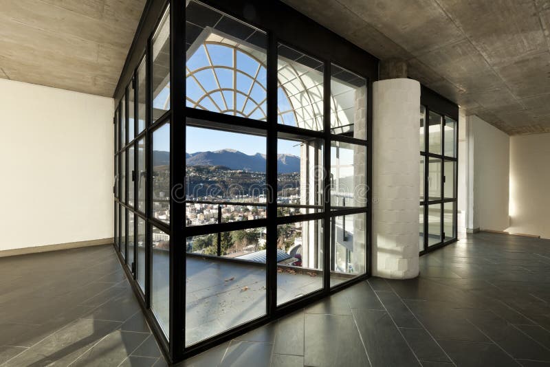 Villa. Large Window, Intrior Stock Photo - Image of cement, modern ...