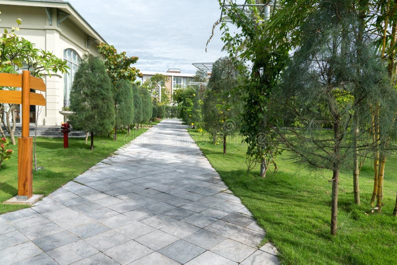 Villa Path Way at the Tropical Resort Stock Image - Image of path ...