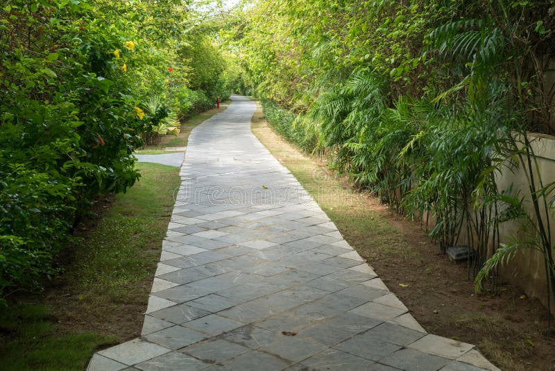 Villa Path Way at the Tropical Resort Stock Image - Image of road ...