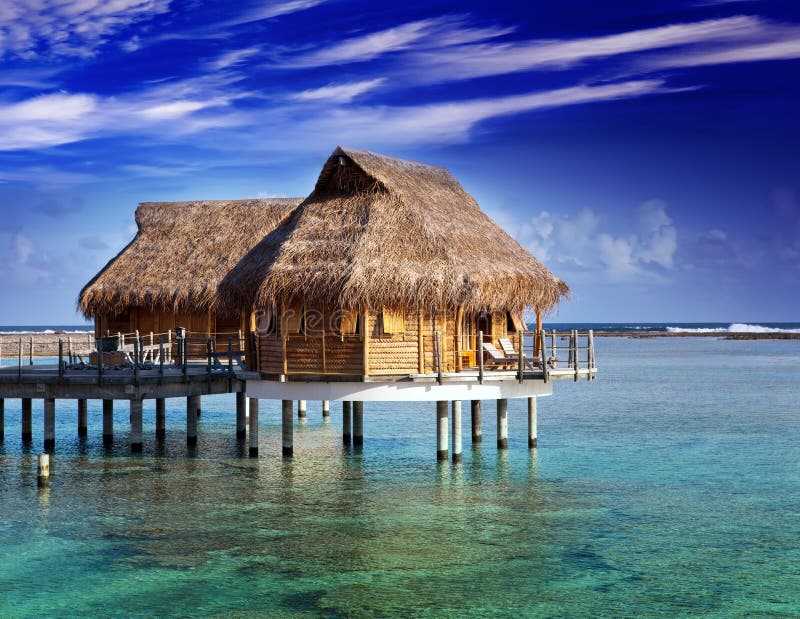 Villa on piles on water stock image. Image of hotel, nature - 46242171