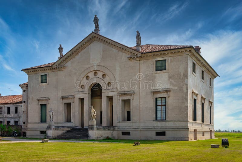 Palladian Villa Pojana in Veneto Italy Lit by Morning Sun Beneath Clear ...