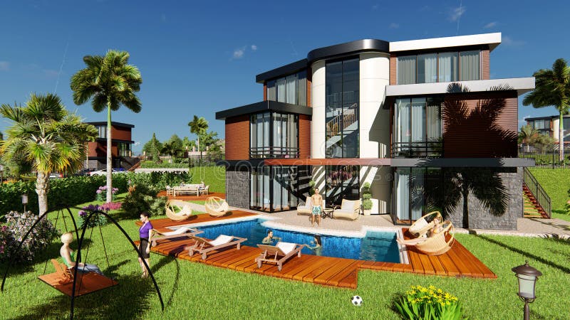 Villa project outdoor stock image. Image of artist, business - 124979415