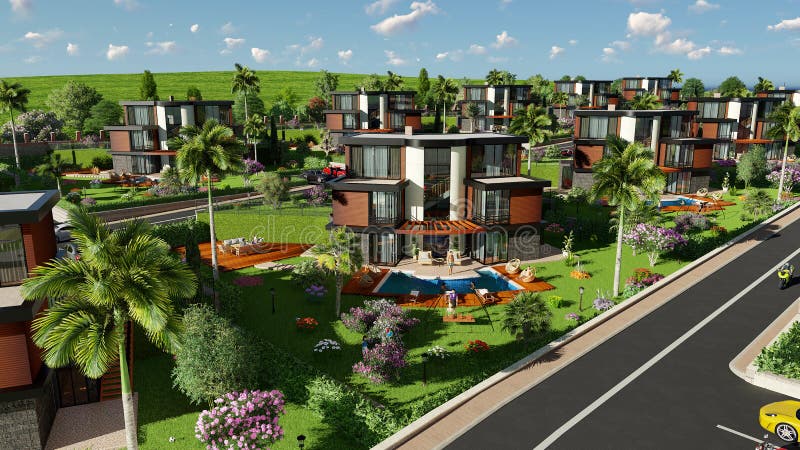 Villa project outdoor stock photo. Image of architecture - 124979670