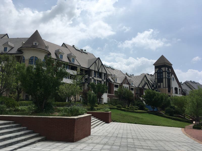 A Villa in the Style of a Castle Stock Image - Image of including ...