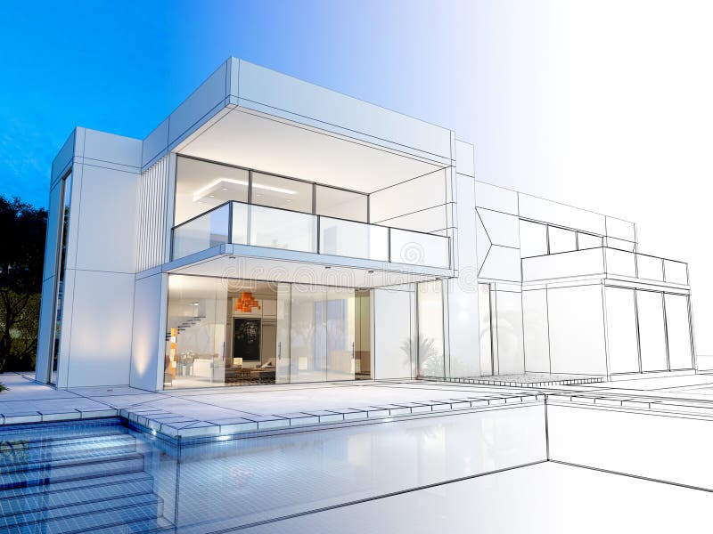 Villa technical rendering stock photo. Image of house - 66130272