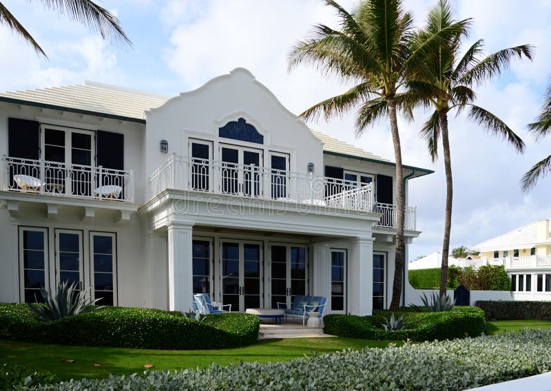 Villa in the Town Palm Beach, Florida Stock Photo - Image of garden ...