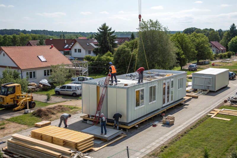 Villa Construction and Prefab House Under Construction Stock ...