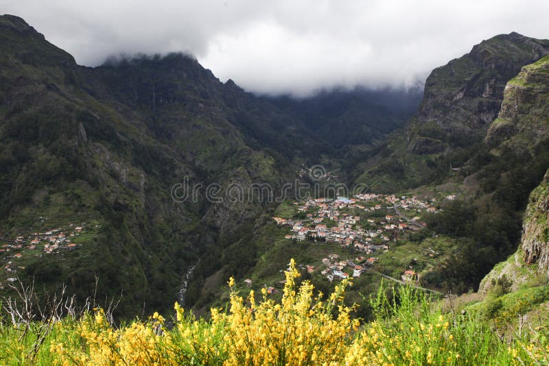 Village Amongst the Beautiful Mountains of Madeira Stock Image - Image ...