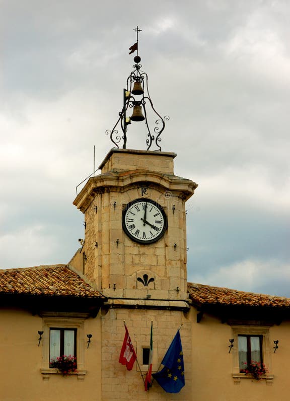 The village clock stock image. Image of building, scene - 13376445