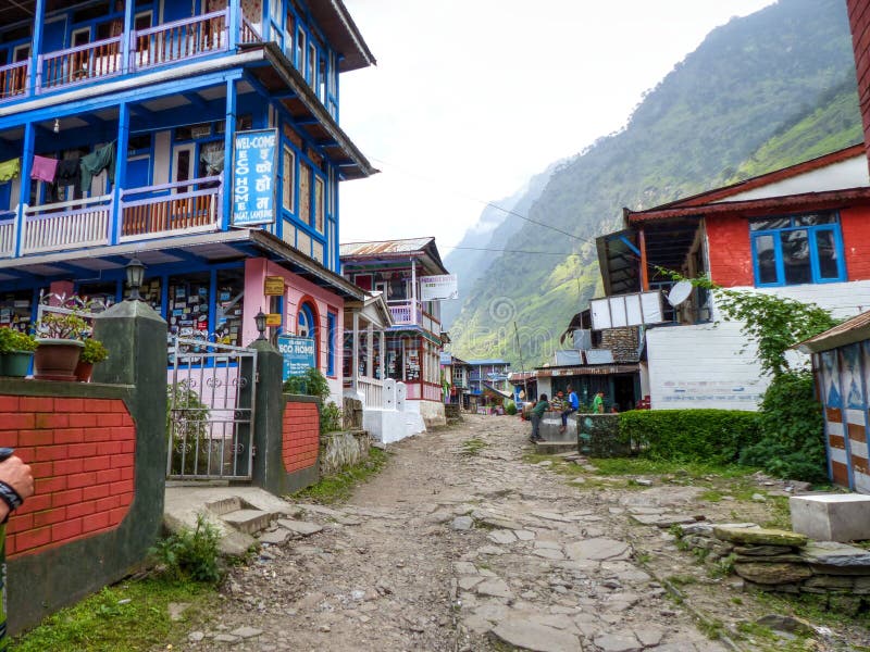 Village de Jagat - Népal image stock éditorial. Image du fleuve - 53433439