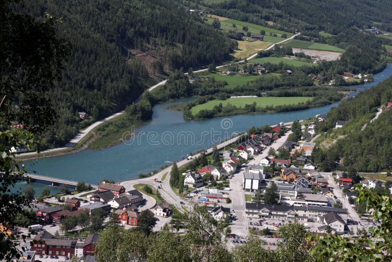 Village in the Deep Valley, Norway Stock Image - Image of tourist ...
