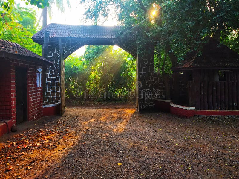 Village entrance stock image. Image of morning, traditional - 128741939