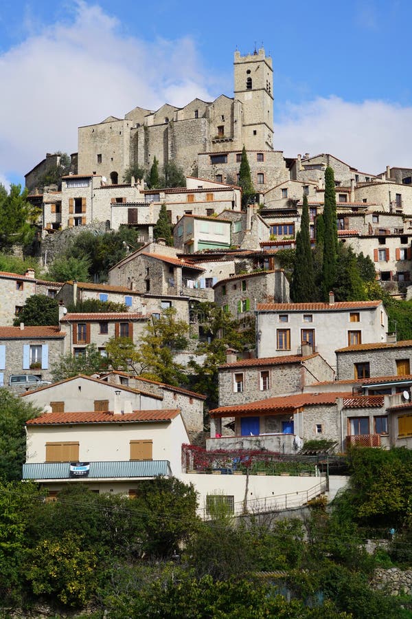 The Beautiful Village Of Eus, France Stock Photo - Image of settlement ...