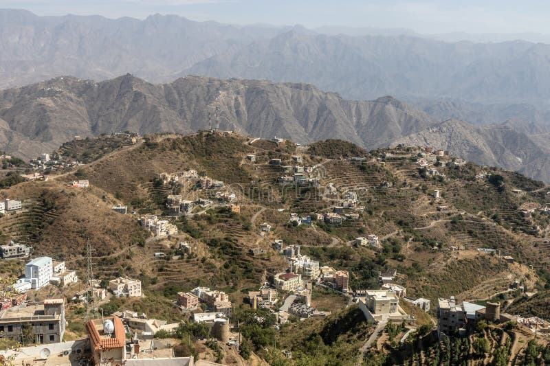 Village in Faifa Mountains, Saudi Arab Stock Image - Image of arab ...