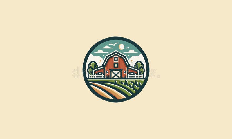 Village Farm Logo Vector Illustration Flat Design Stock Vector ...