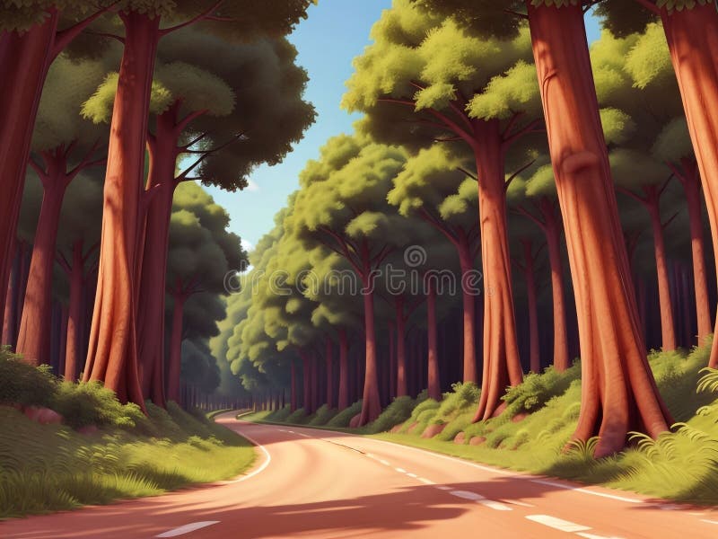 Village Forest Cartoon Scene with Forest and Trees Background Stock ...